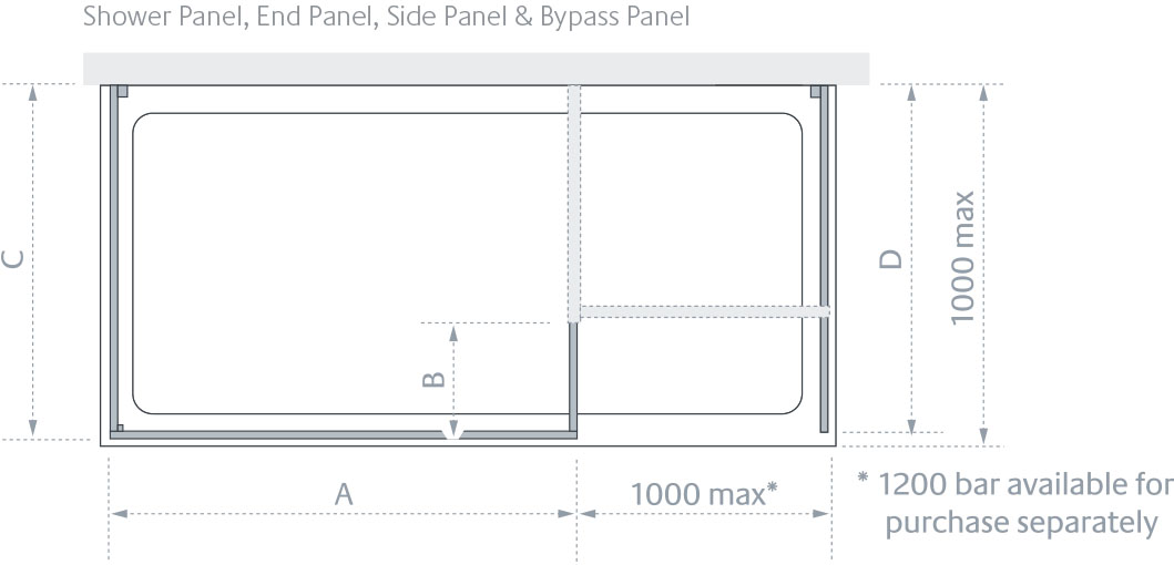 Lakes Coastline Rhodes Shower Screen Technical Drawing - Maison Prestige